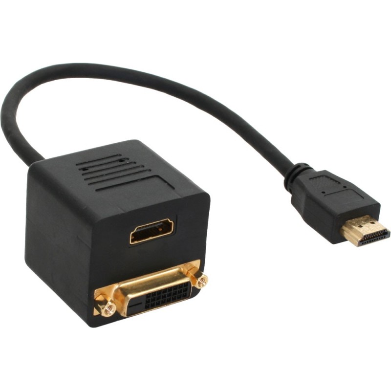 Adaptateur HDMI InLine®kabel, HDMI Mâle vers DVI-D Femelle + HDMI Femelle